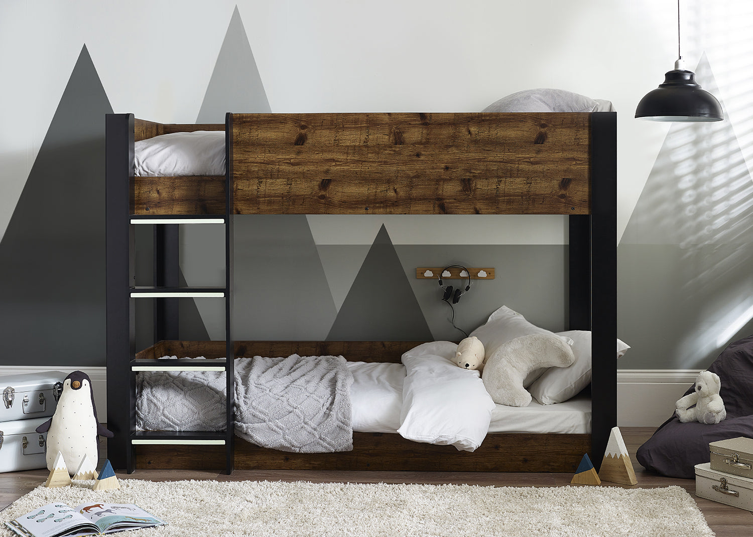 Julian Bowen Solomon Bunk Bed - Rustic And Black