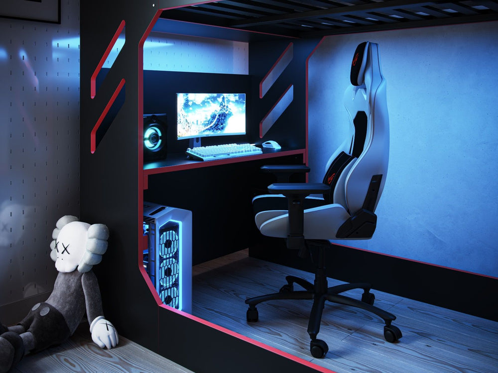Recoil Shuttle LED Gaming High Sleeper Small Double - Black